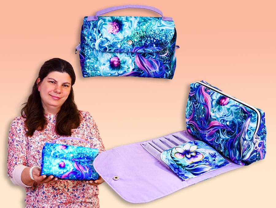 DIY Cosmetic Bag With Brush Holder // VIDEO + Sewing Pattern ⋆ Hello Sewing