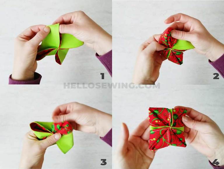Folded Fabric Ornament | Handmade Christmas Decoration ⋆ Hello Sewing