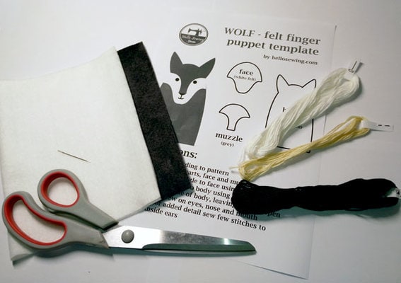 How To Make Felt Finger Puppets {+FREE WOLF Pattern} ⋆ Hello Sewing